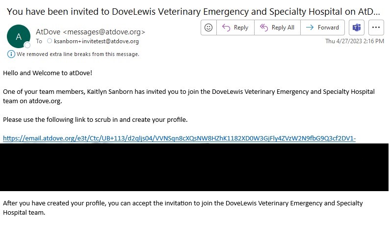 How do I accept an invite on atDove if I've never had a profile before?